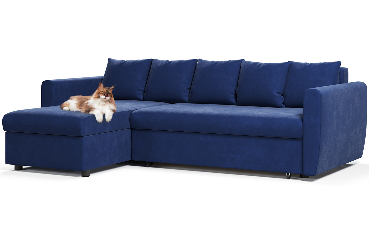 Угловой диван-кровать "Мартин" синий велюр, левый угол купить в Твери ...