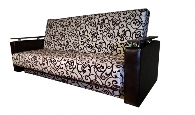 Диван-кровать “Милена” бежевая рогожка узоры и коричневый кожзам купить ...